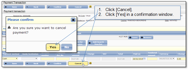 Cancel transaction